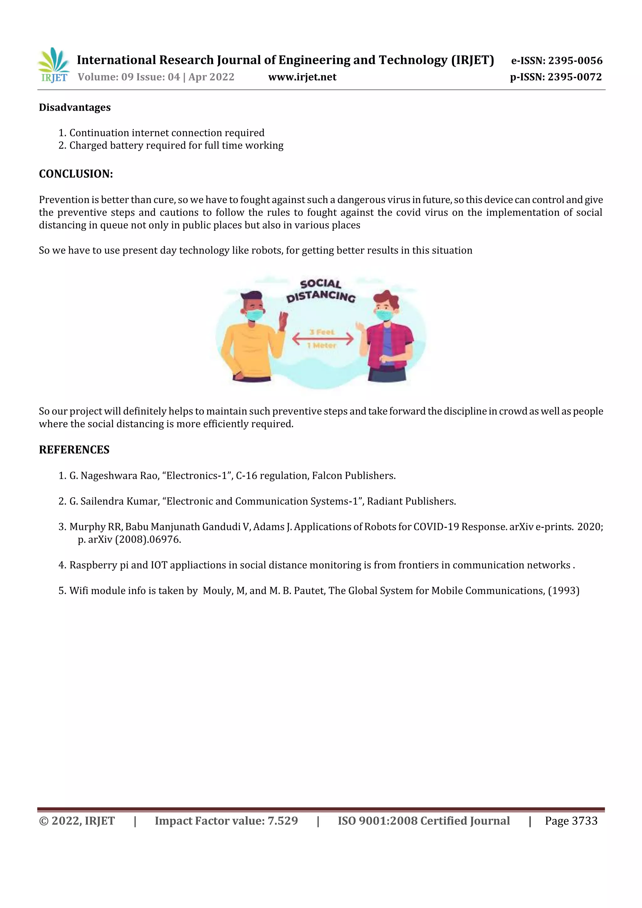 Social distance monitoring robot in queue based on IOT | PDF