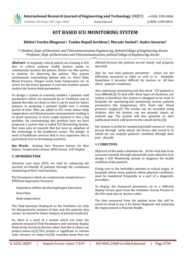 IOT BASED ICU MONITORING SYSTEM | PDF