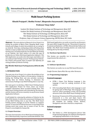 Multi Smart Parking System | PDF