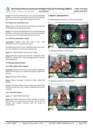 AUTOMATED FACE DETECTION AND RECOGNITION WEB-BASED MONITORING SYSTEM | PDF