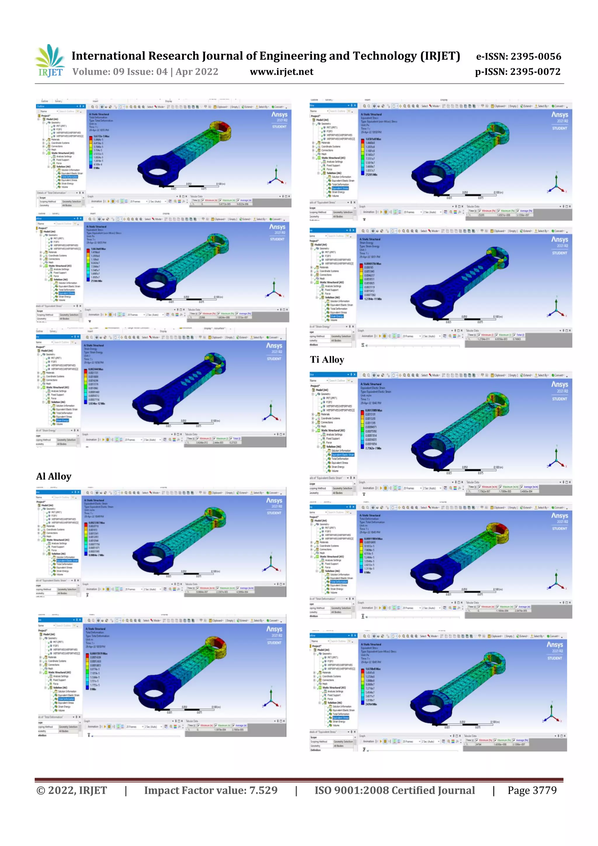 Finite Element Analysis of Connecting Rod for different materials | PDF | Physics | Science