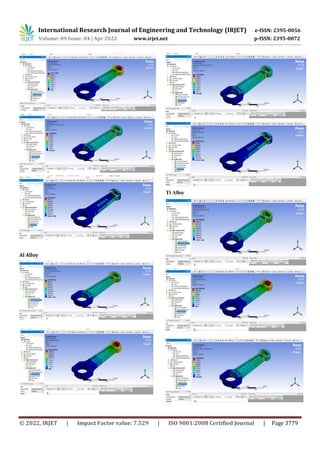 Finite Element Analysis of Connecting Rod for different materials | PDF | Physics | Science