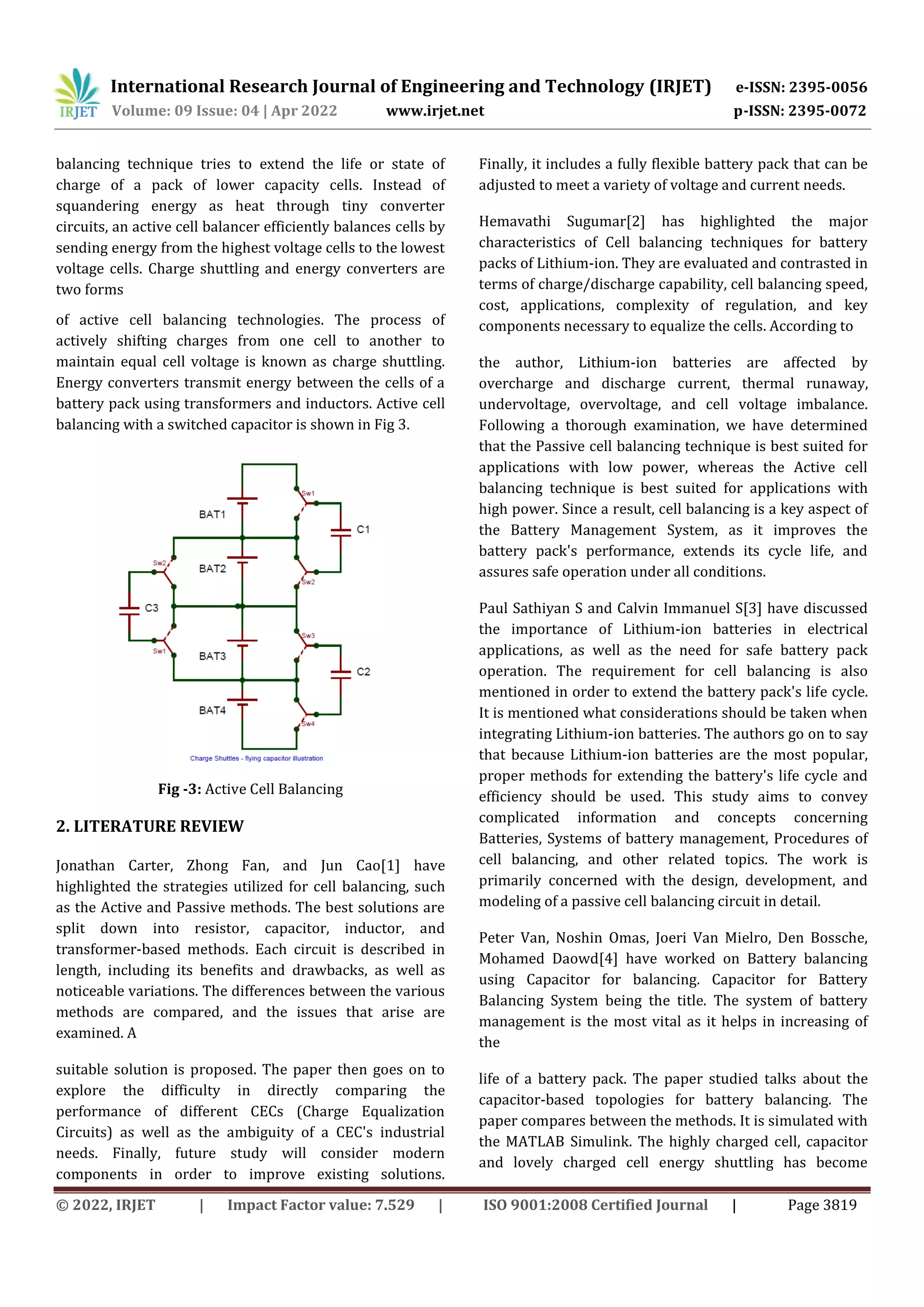 A Comparative Analysis of Cell Balancing Techniques For Battery Management System | PDF