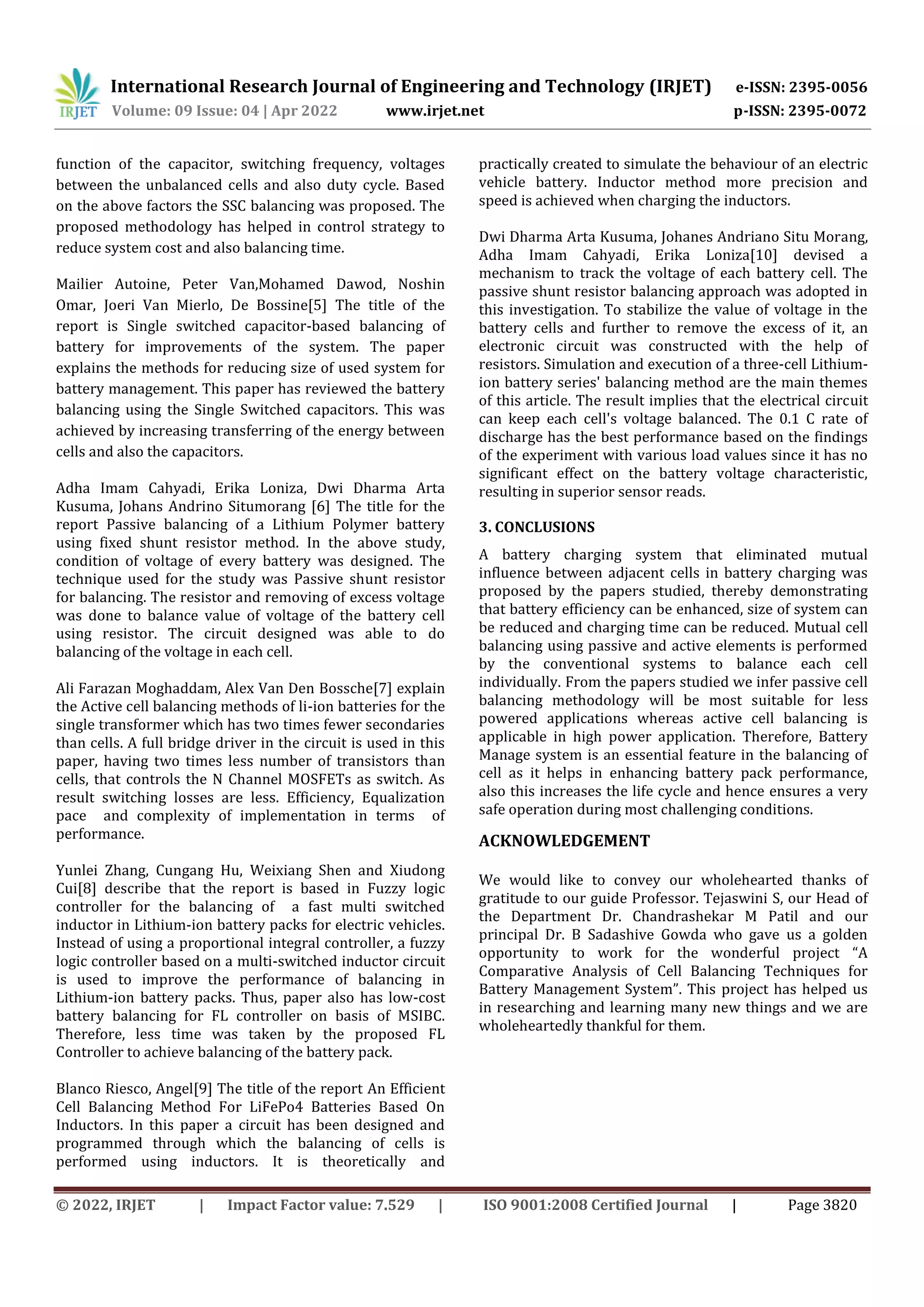 A Comparative Analysis of Cell Balancing Techniques For Battery ...