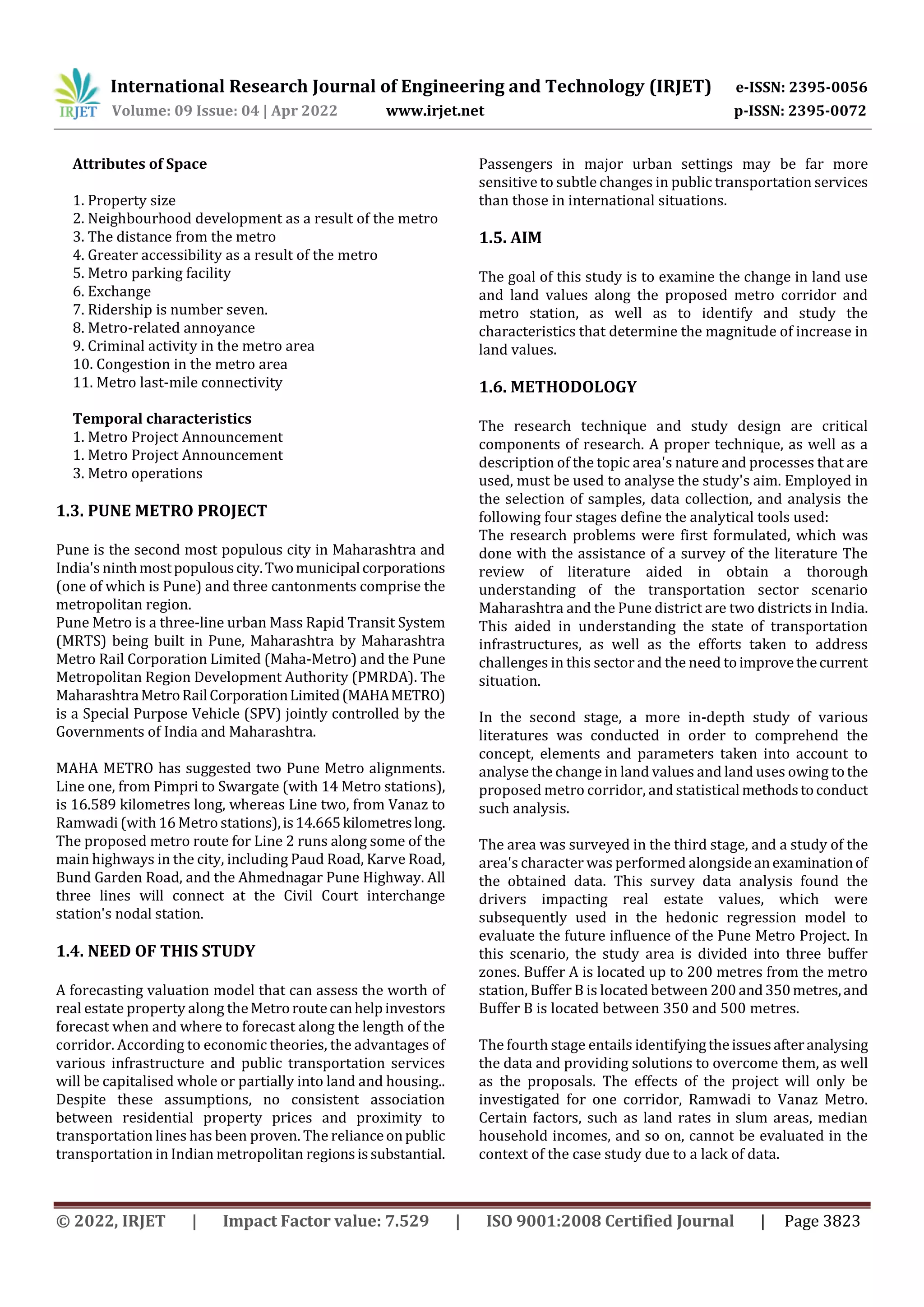 ASSESSING THE IMPACT OF PUNE METRO ON REAL ESTATE MARKET | PDF