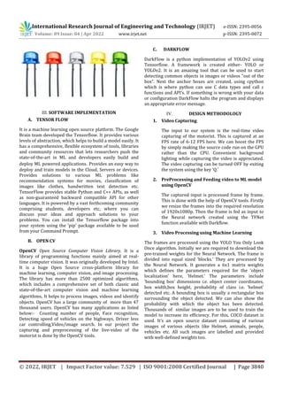 INTELLIGENT HELMET DETECTION USING OPENCV AND MACHINE LEARNING | PDF