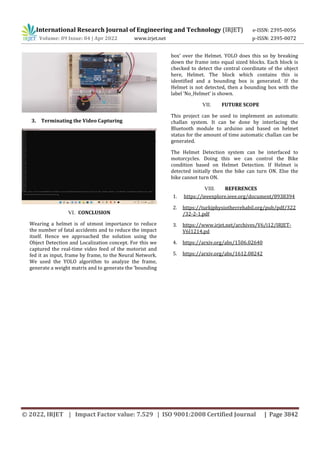 INTELLIGENT HELMET DETECTION USING OPENCV AND MACHINE LEARNING | PDF