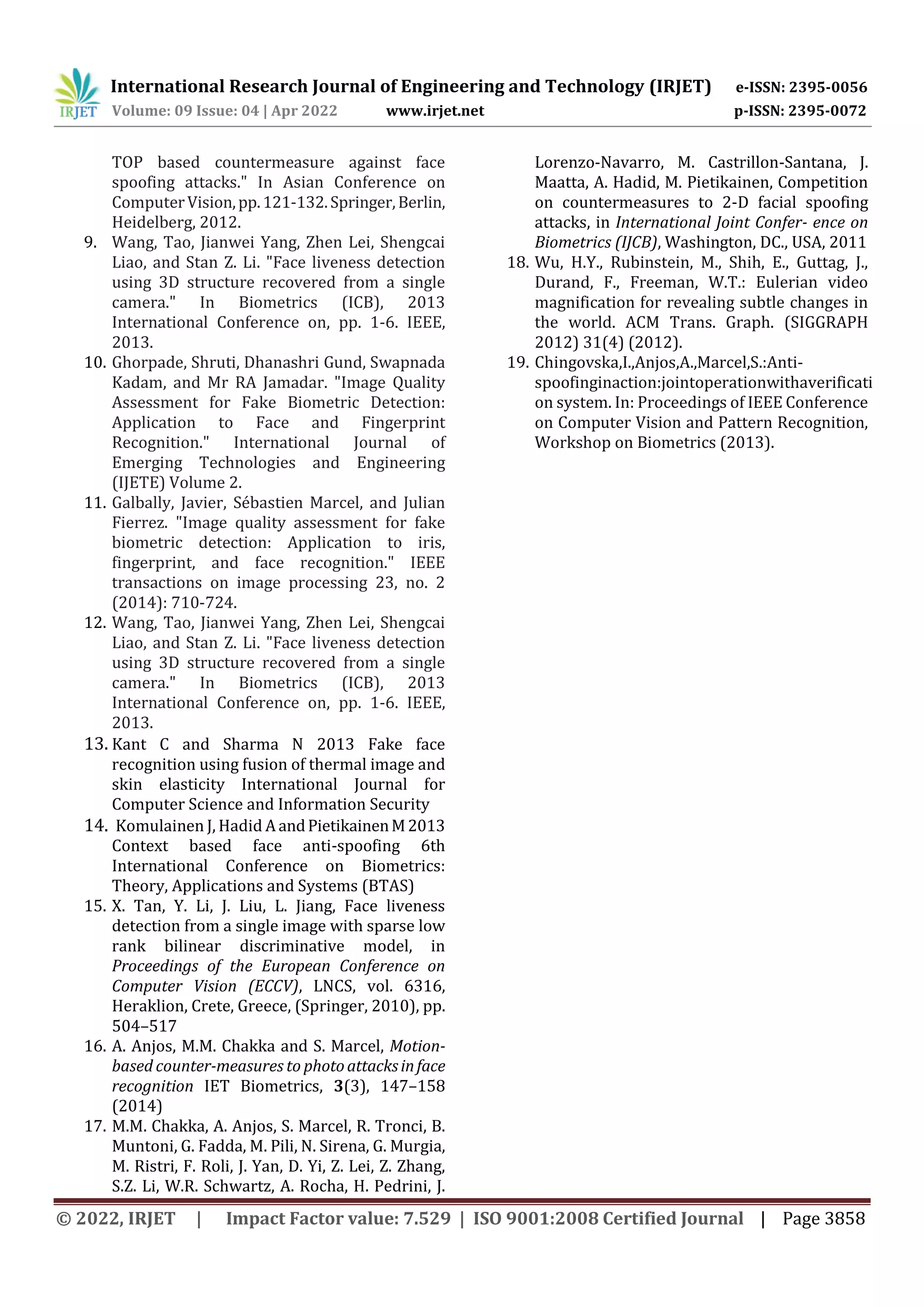 A Case Study on Face Spoof Detection | PDF | Information and Network Security | Computing