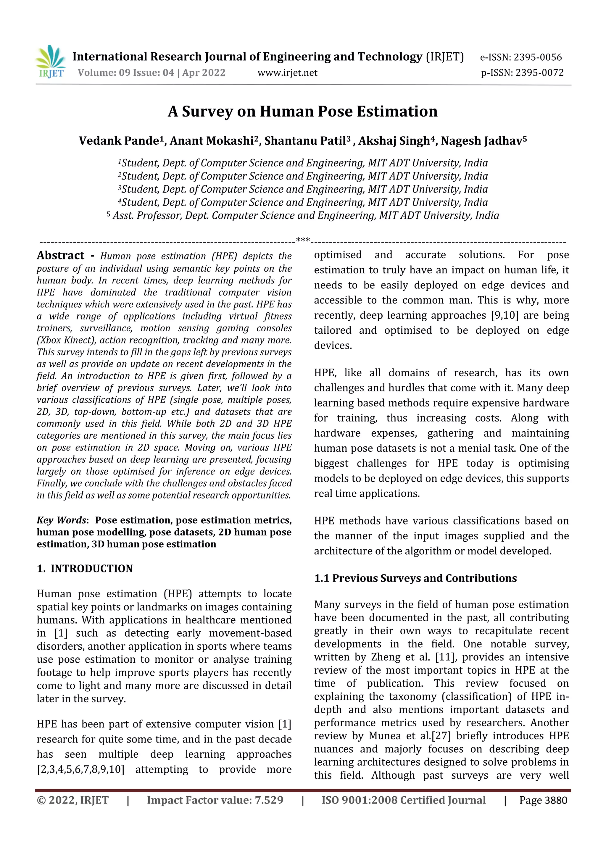 A Survey on Human Pose Estimation | PDF | 3-D Graphics | Computer Software and Applications