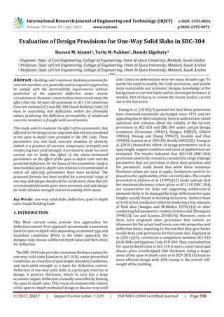 Evaluation of Design Provisions for One-Way Solid Slabs in SBC-304 | PDF