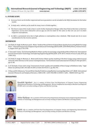 Water Quality Index Calculation of River Ganga using Decision Tree ...