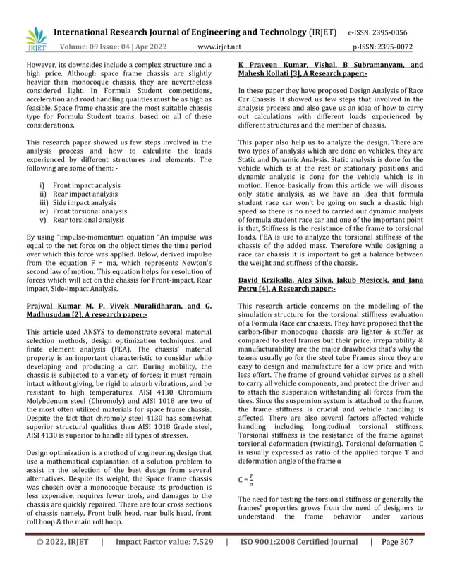 STATIC STRUCTURAL ANALYSIS OF CHASSIS IN COMPLIANCE WITH INTERNATIONAL ...