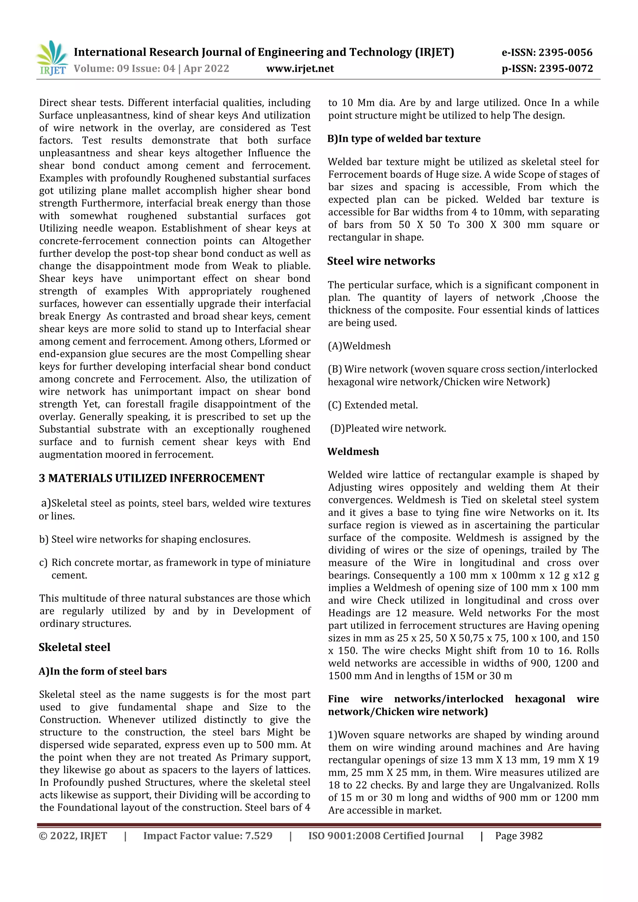 ECO-FRIENDLY ENVIRONMENTAL FERROCEMENT CHECK DAM | PDF