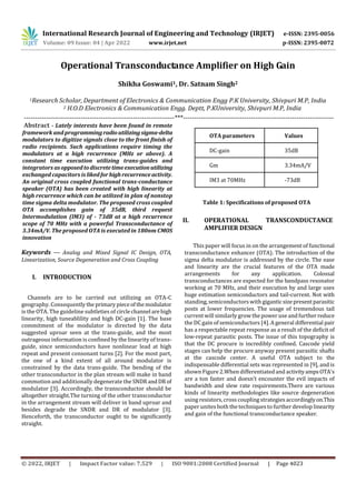 Operational Transconductance Amplifier on High Gain | PDF
