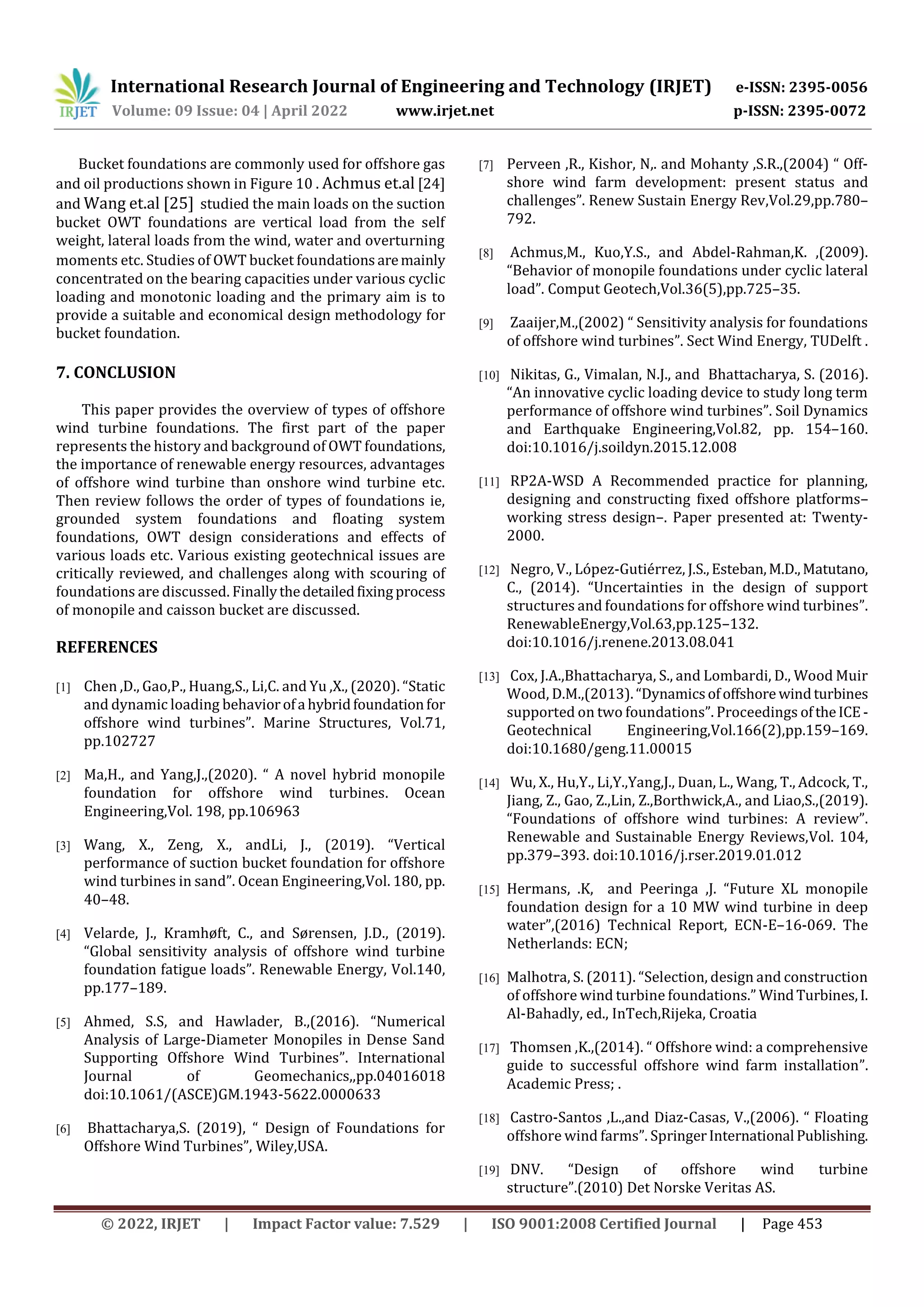 A Review on Offshore Wind Turbine Foundations | PDF