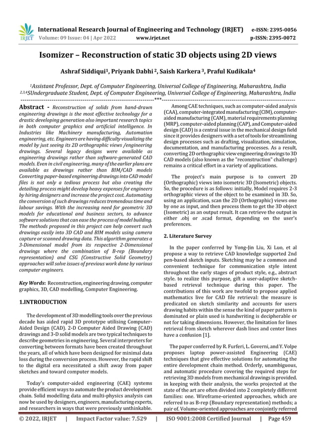 Isomizer – Reconstruction of static 3D objects using 2D views | PDF