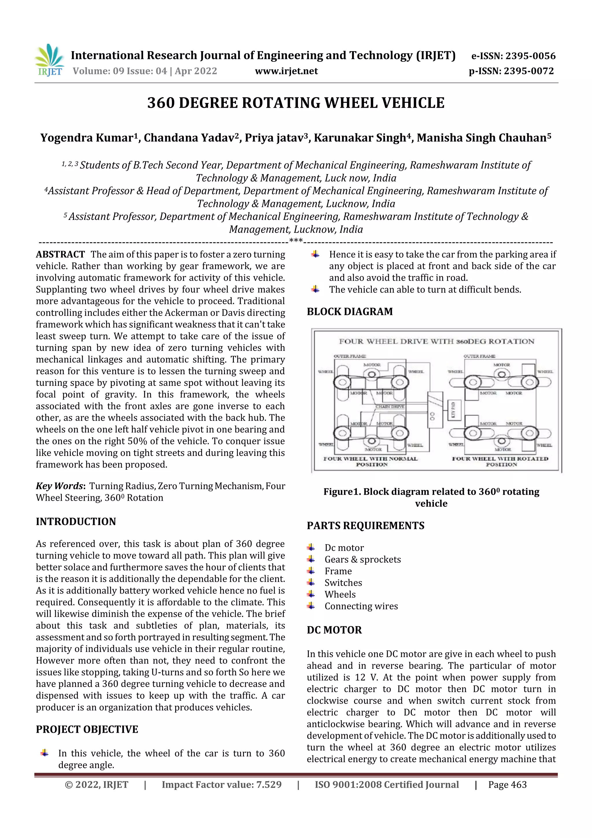 360 DEGREE ROTATING WHEEL VEHICLE | PDF