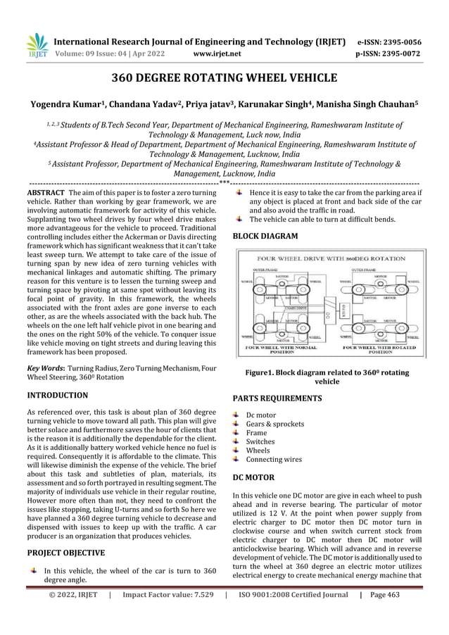 360 DEGREE ROTATING WHEEL VEHICLE | PDF