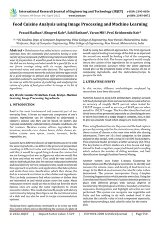 Food Cuisine Analysis using Image Processing and Machine Learning | PDF