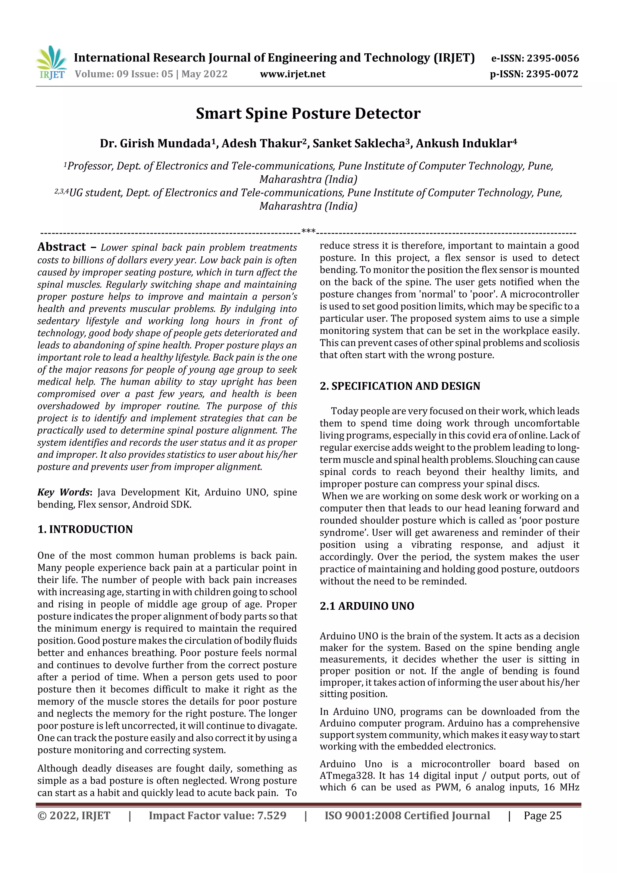 Smart Spine Posture Detector | PDF