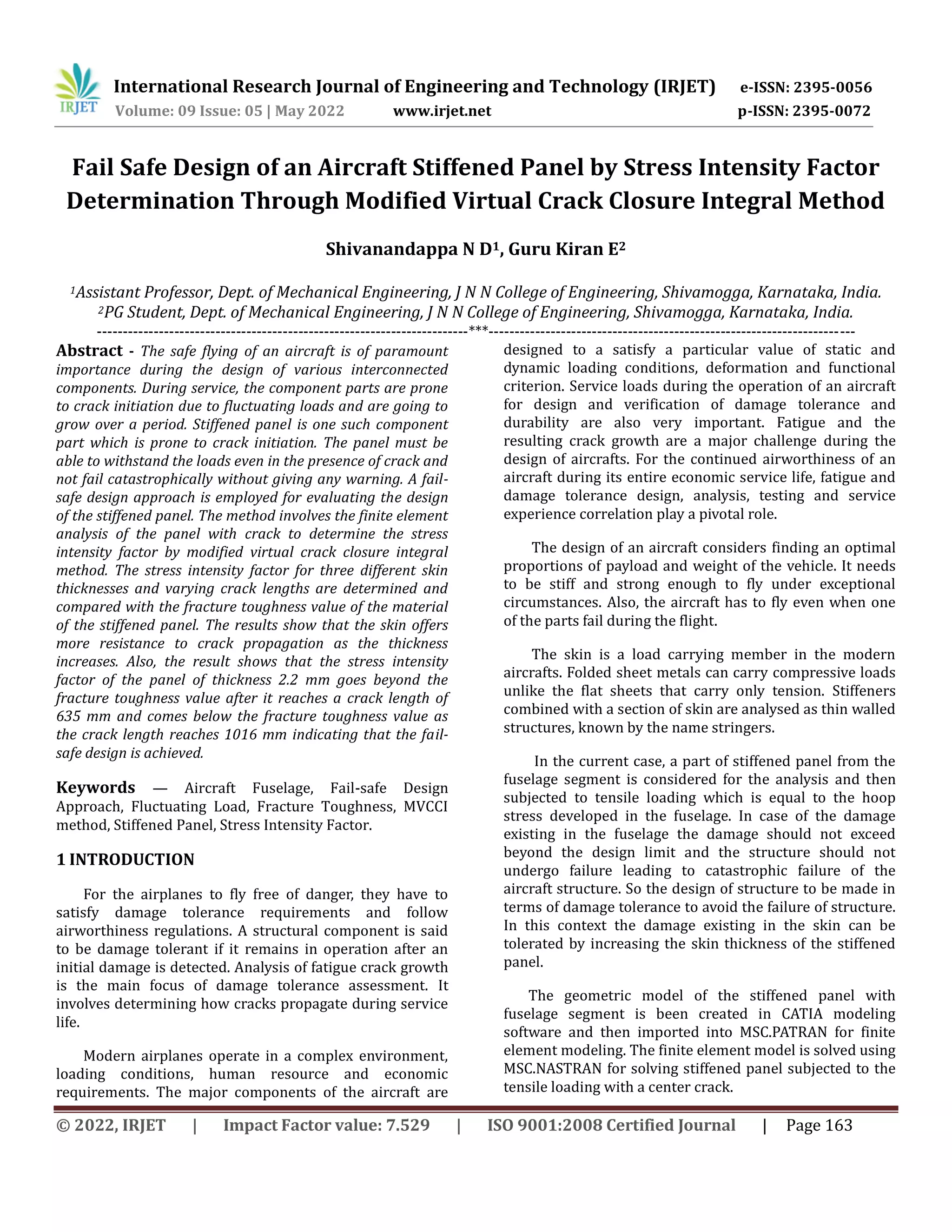Fail Safe Design of an Aircraft Stiffened Panel by Stress Intensity ...