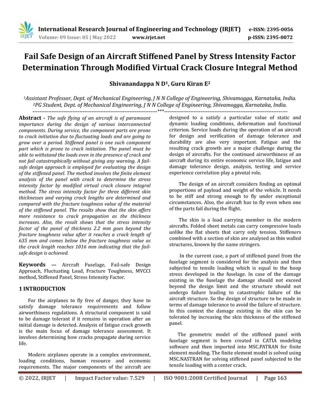 Fail Safe Design of an Aircraft Stiffened Panel by Stress Intensity ...