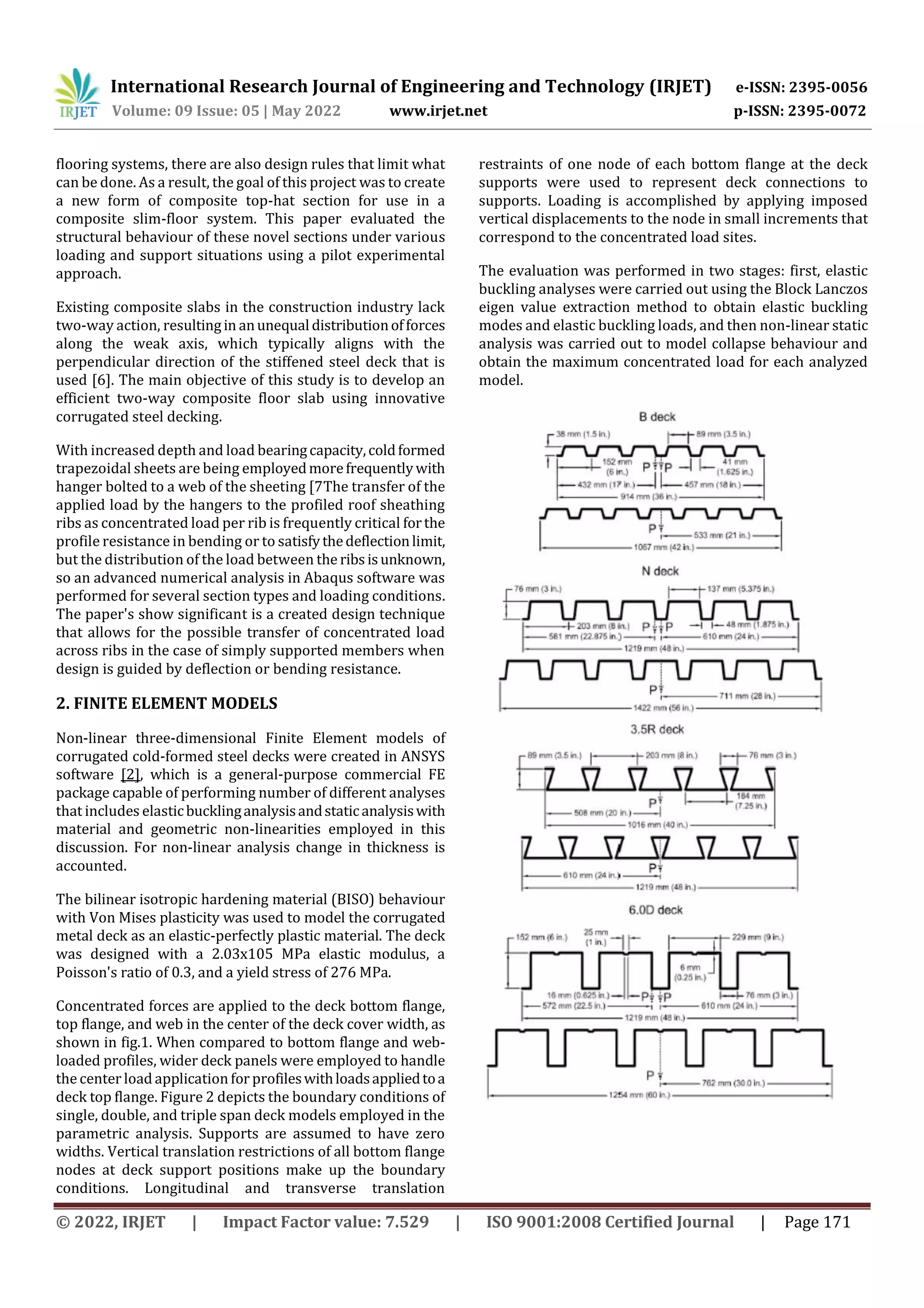 A Parametric Finite Element Study on Concentrated Load Distribution in Corrugated Steel Decks | PDF
