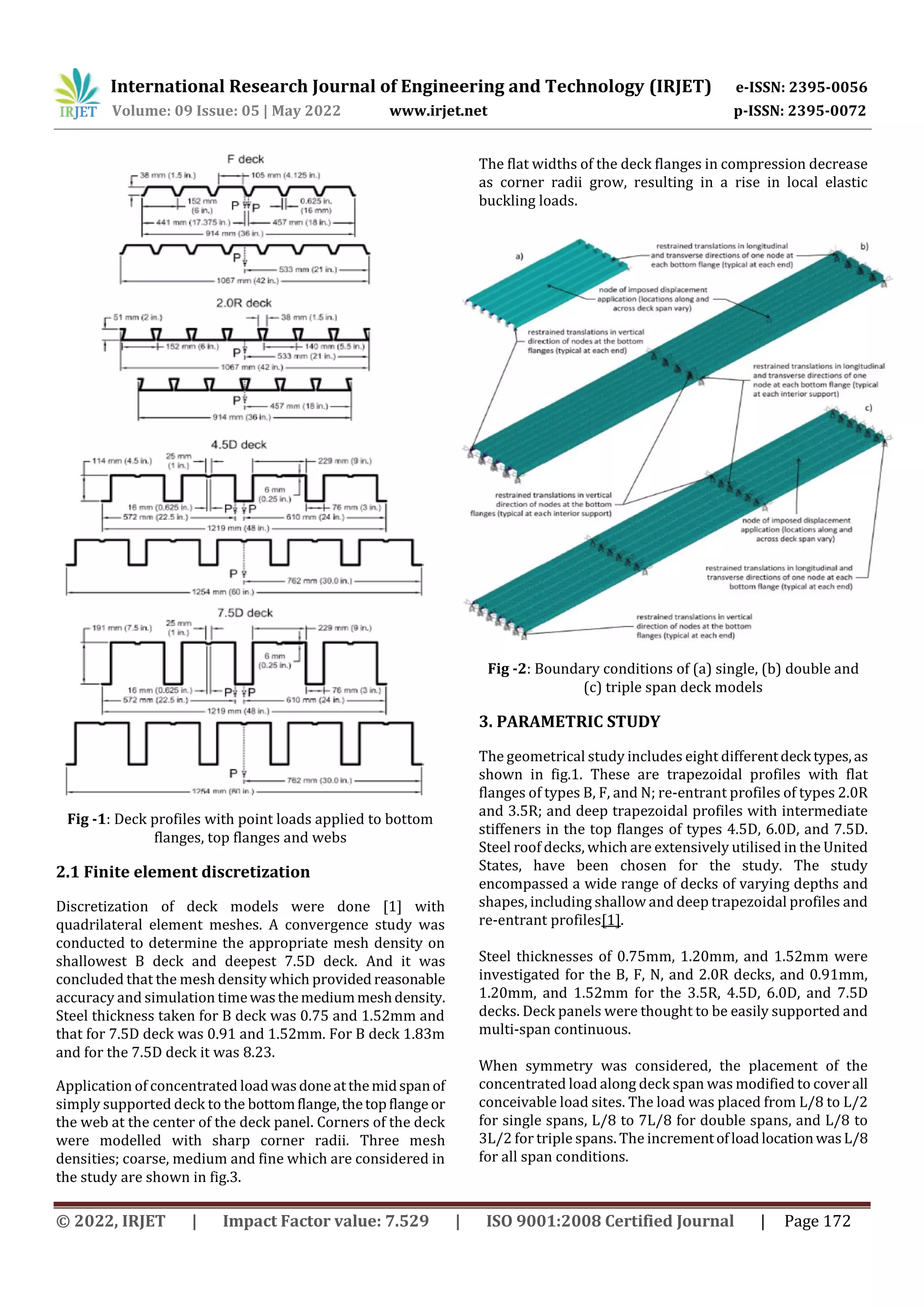 A Parametric Finite Element Study on Concentrated Load Distribution in Corrugated Steel Decks | PDF