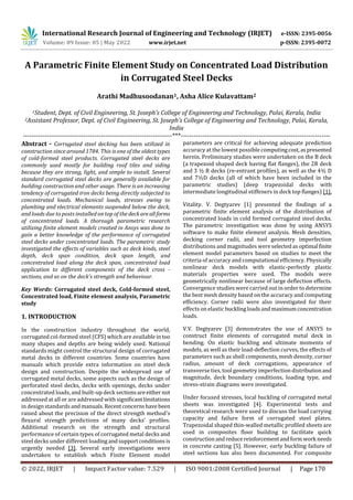 A Parametric Finite Element Study on Concentrated Load Distribution in Corrugated Steel Decks | PDF