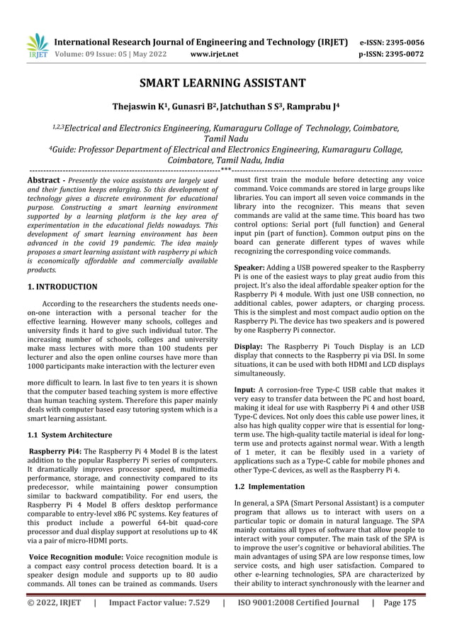 SMART LEARNING ASSISTANT | PDF | Education industry | Industries