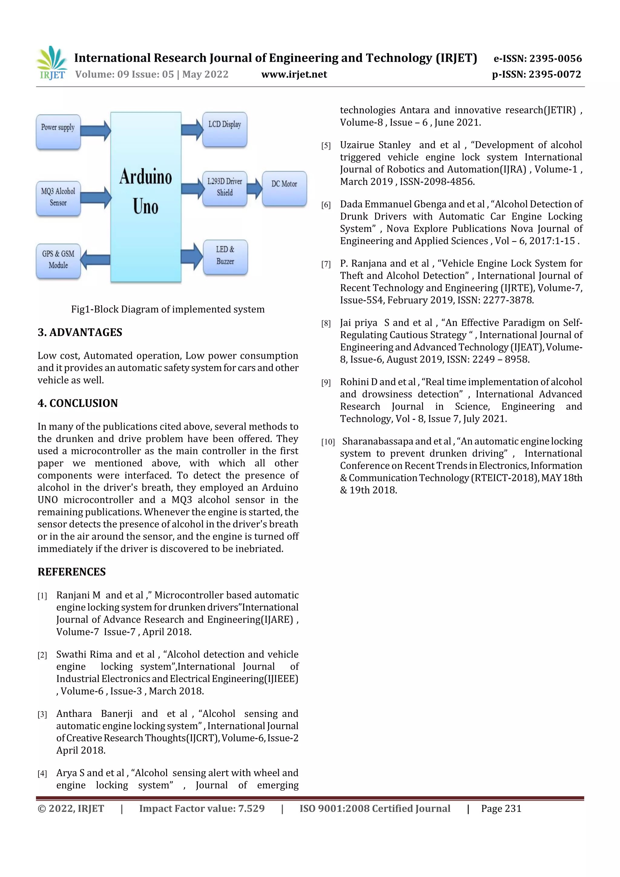 Alcohol sensing alert and vehicle locking system | PDF