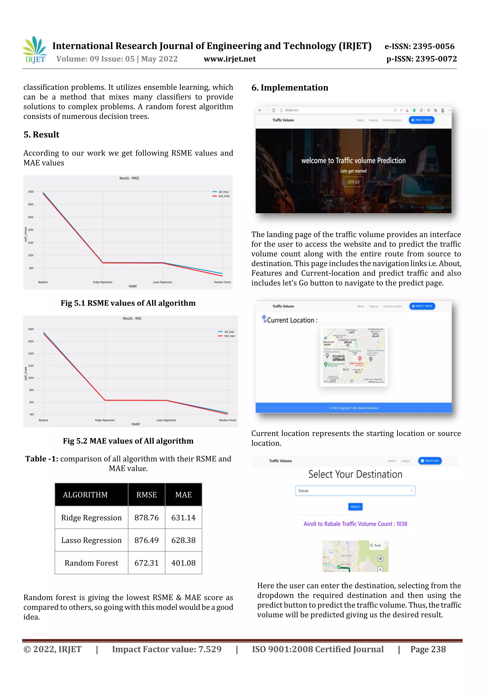 Machine Learning Based Traffic Volume Count Prediction Pdf Computing Technology And Computing