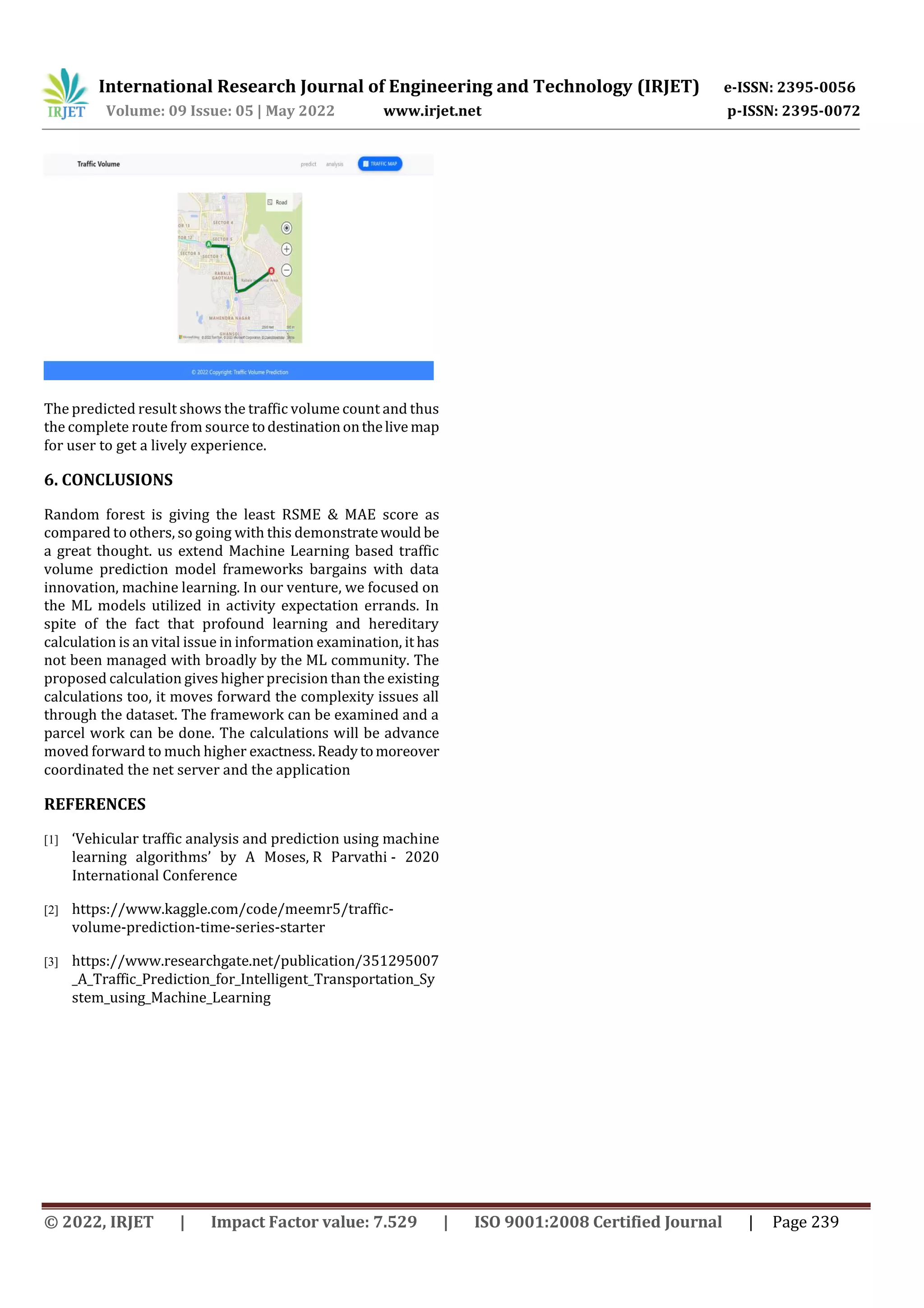 Machine Learning Based Traffic Volume Count Prediction Pdf Computing Technology And Computing