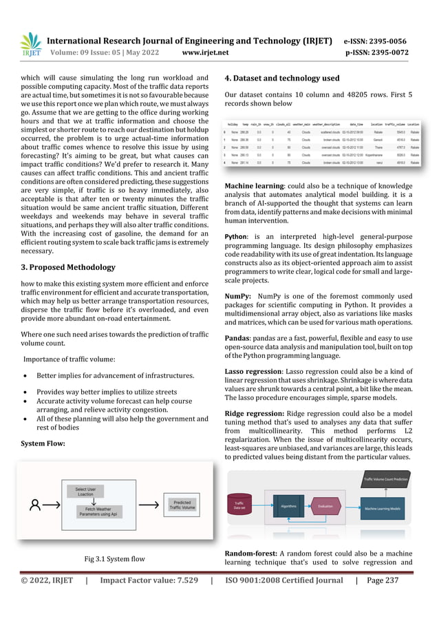 Machine Learning Based Traffic Volume Count Prediction Pdf Computing Technology And Computing