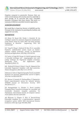 A REVIEW ON CANCELABLE BIOMETRIC AUTHENTICATION | PDF