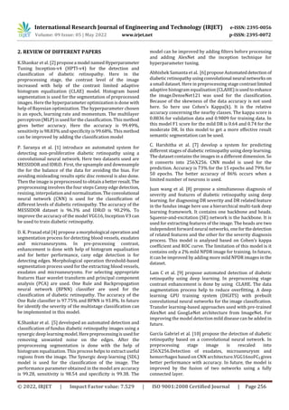 A REVIEW PAPER ON THE DETECTION OF DIABETIC RETINOPATHY | PDF