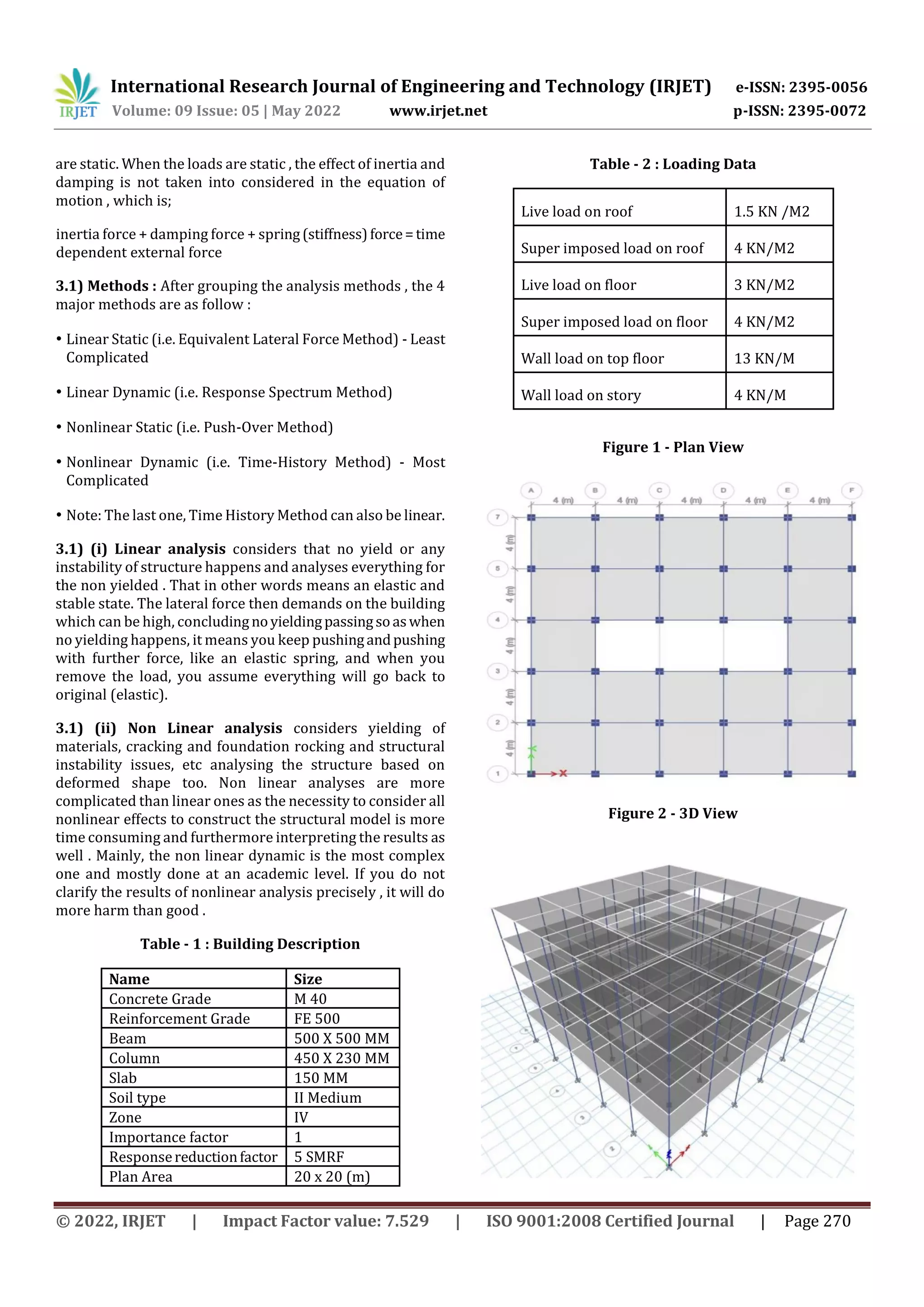 Design & Analysis of Multi-storied Building under Static and Dynamic Loading Conditions | PDF