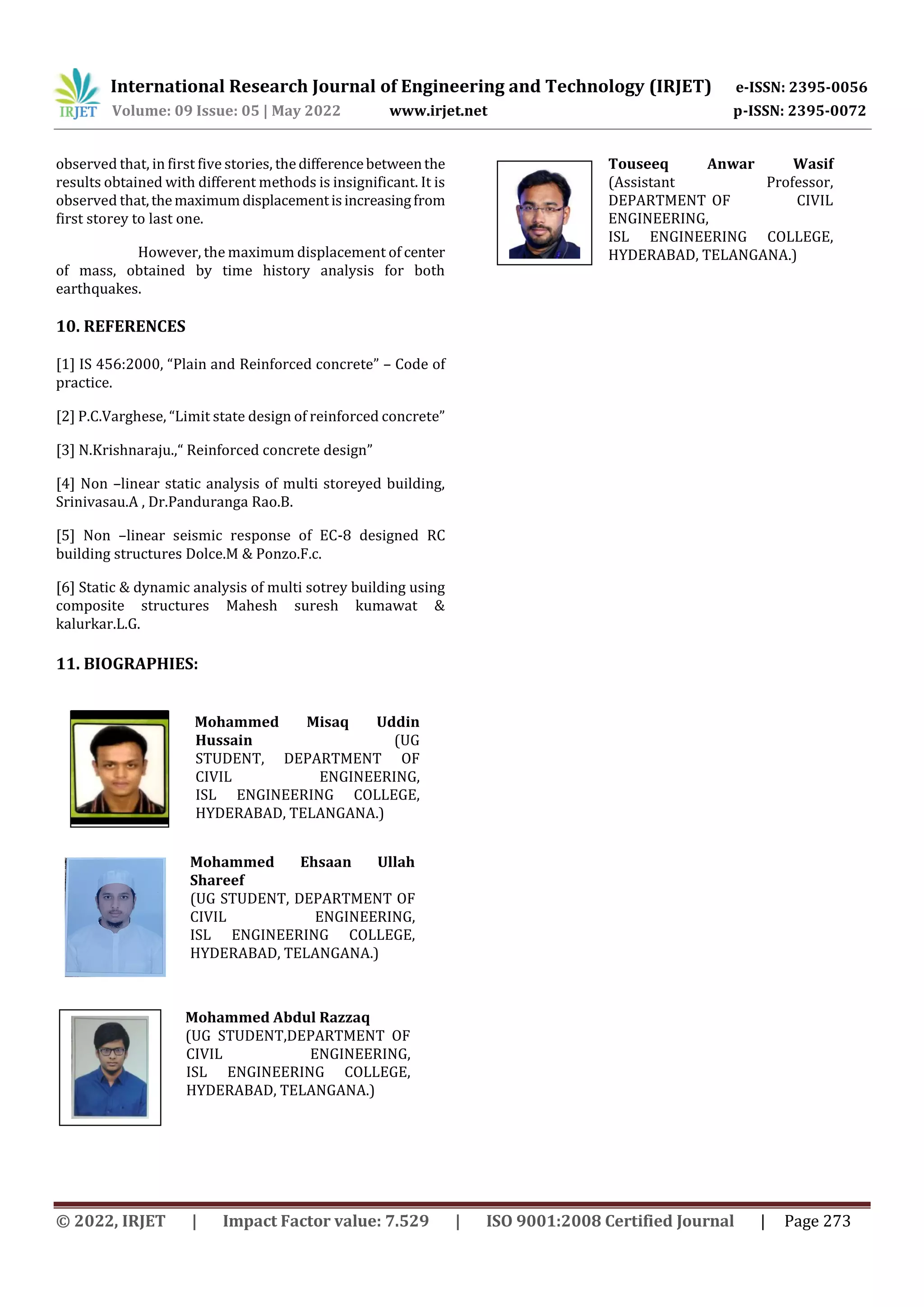 Design & Analysis of Multi-storied Building under Static and Dynamic Loading Conditions | PDF