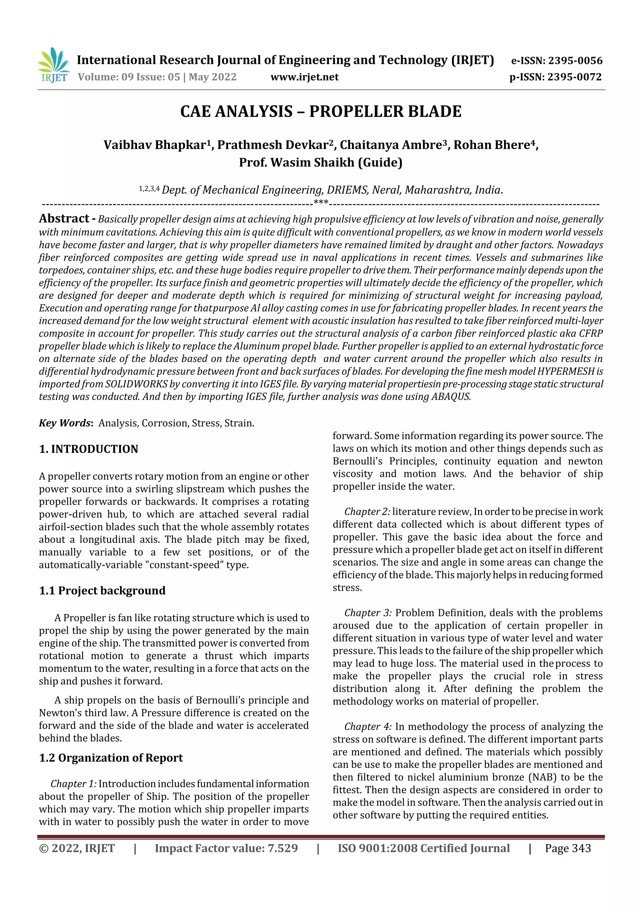 CAE ANALYSIS – PROPELLER BLADE | PDF