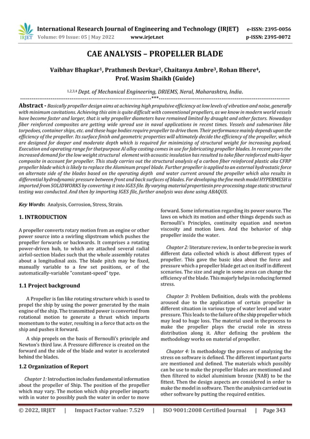 CAE ANALYSIS – PROPELLER BLADE | PDF | Physics | Science