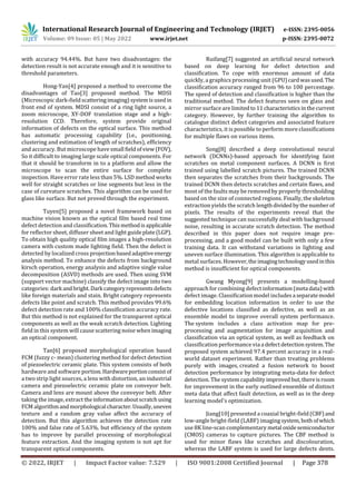 Defect Detection and Classification of Optical Components : A Review | PDF