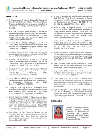 Defect Detection and Classification of Optical Components : A Review | PDF