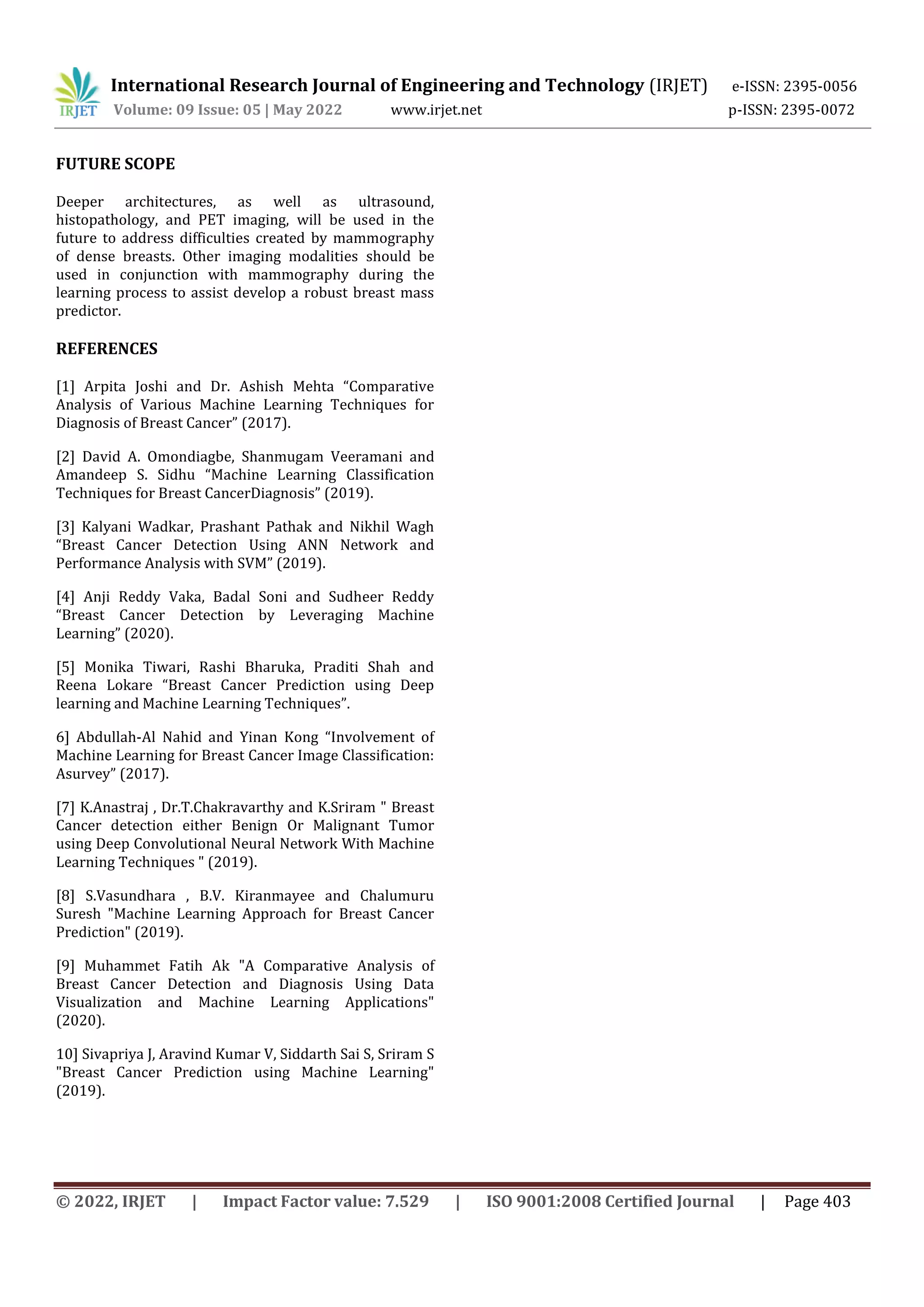 BREAST CANCER DETECTION USING MACHINE LEARNING | PDF | Photo Editing Software | Computer ...