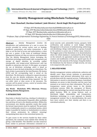 Identity Management using Blockchain Technology | PDF