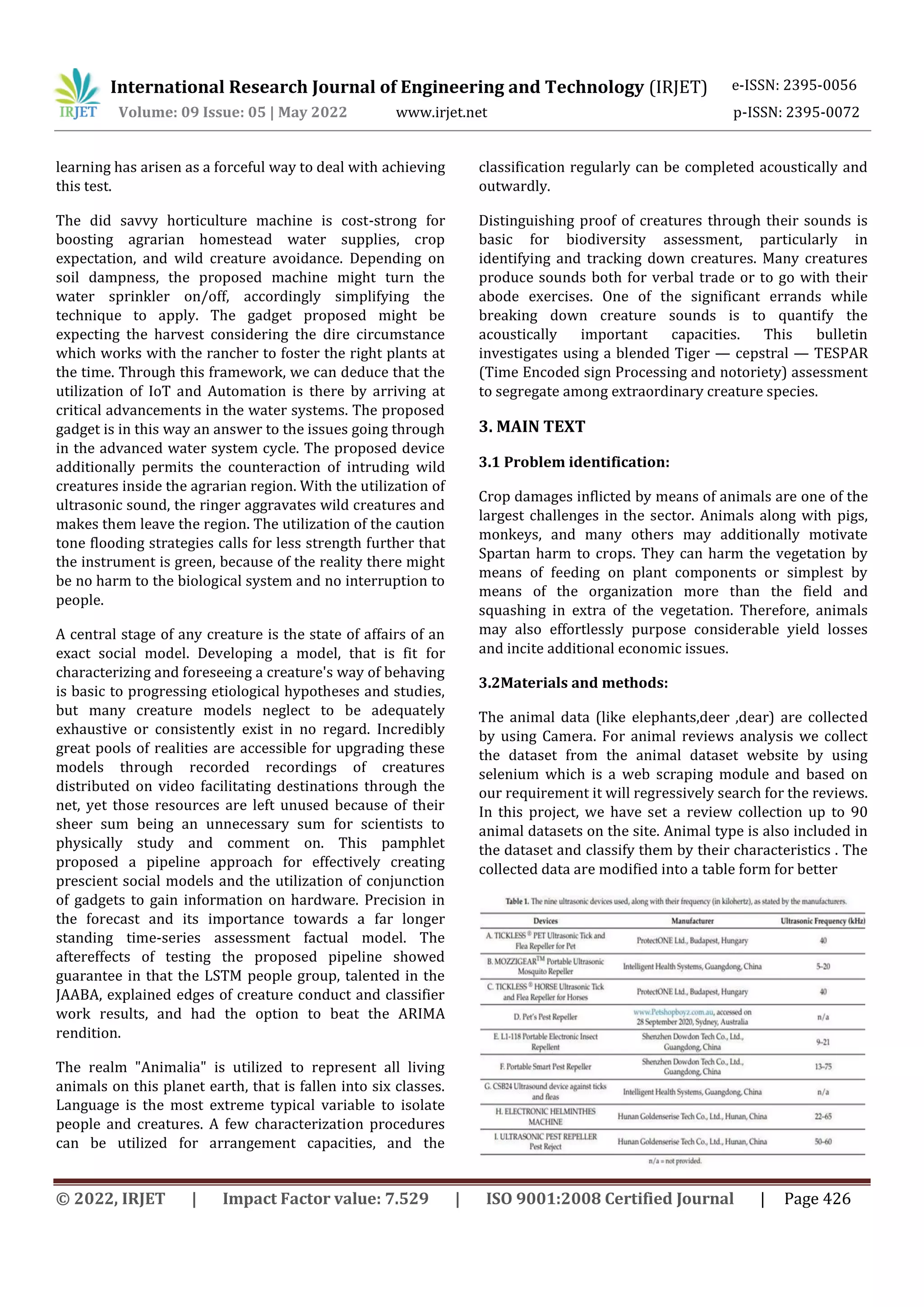 Animal Repellent System for Smart Farming Using AI and Deep Learning | PDF