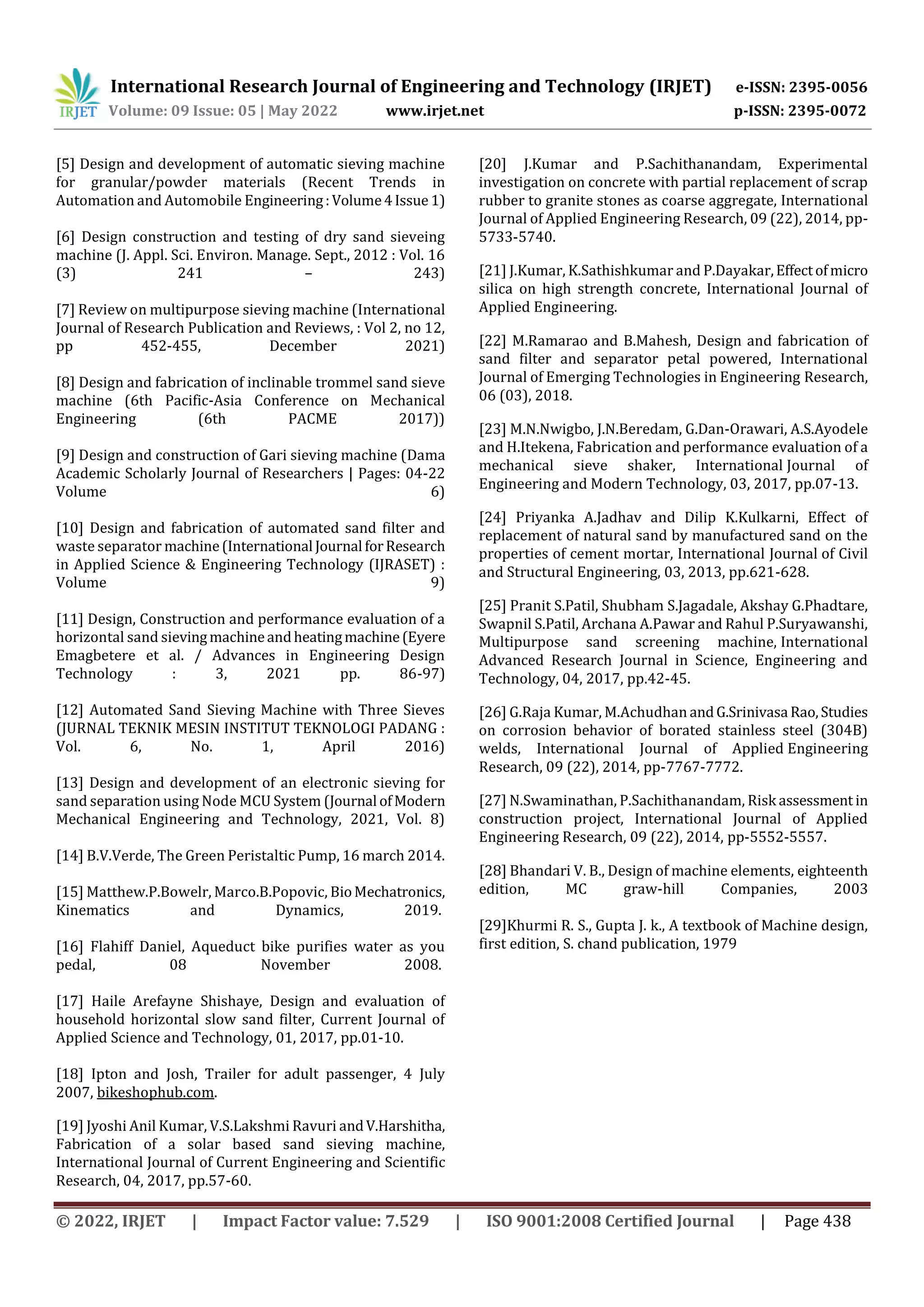 Review on Design and Fabrication of Multi-Sieve Sand Sieving Machine ...