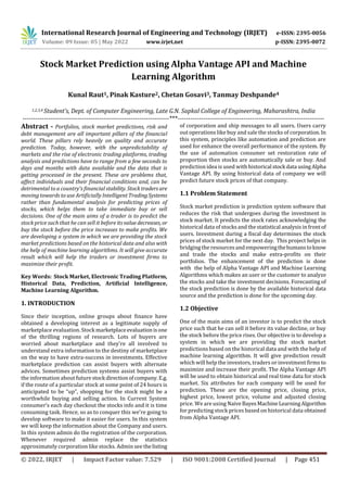 Stock Market Prediction using Alpha Vantage API and Machine Learning ...