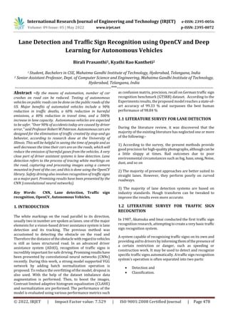 Lane Detection and Traffic Sign Recognition using OpenCV and Deep Learning for Autonomous ...
