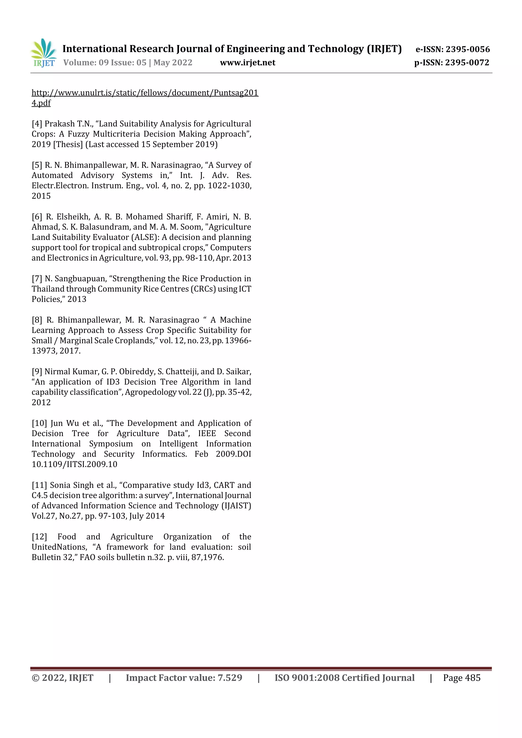 A COMPREHENSIVE SURVEY ON AGRICULTURE ADVISORY SYSTEM | PDF