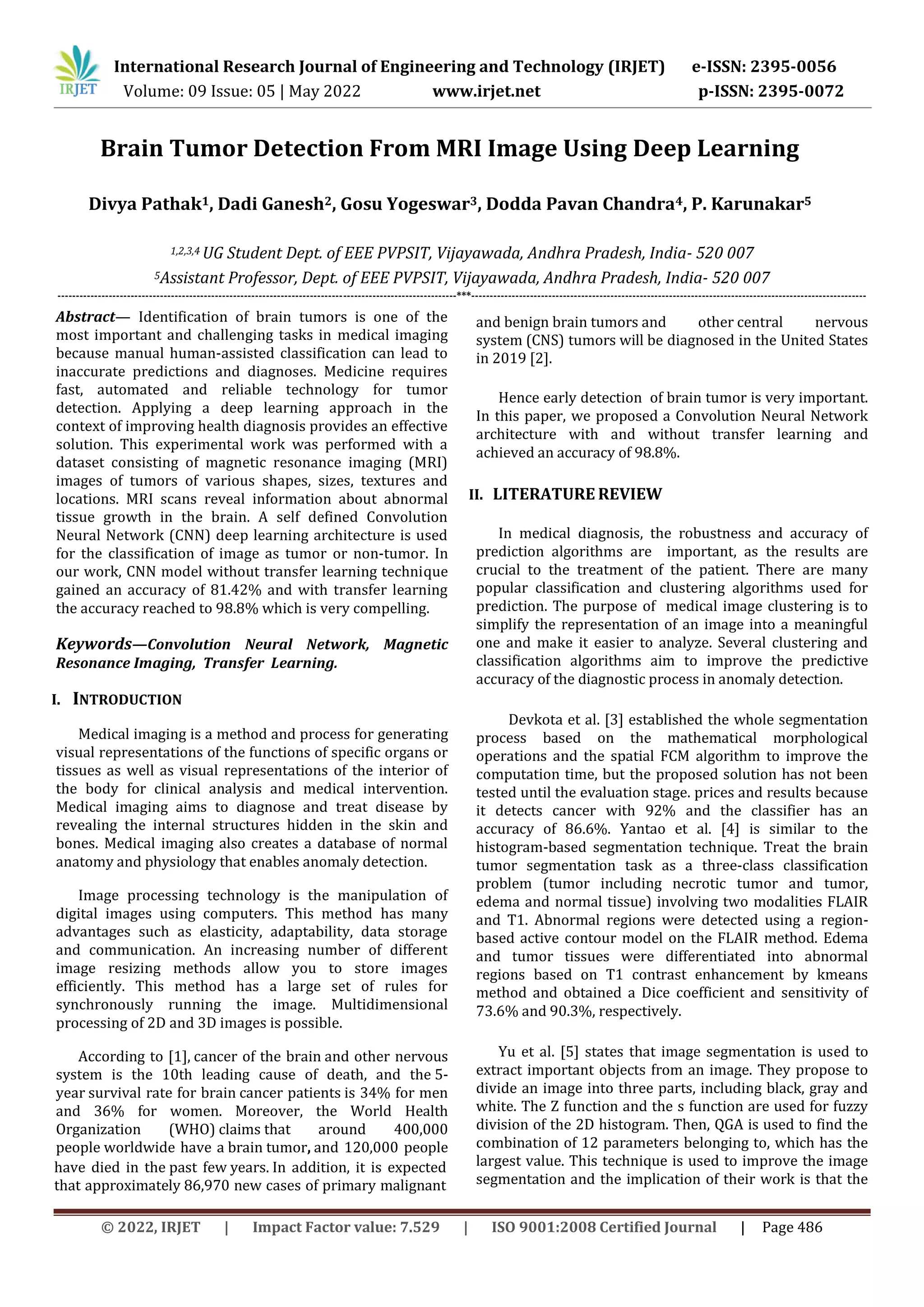 Brain Tumor Detection From MRI Image Using Deep Learning | PDF